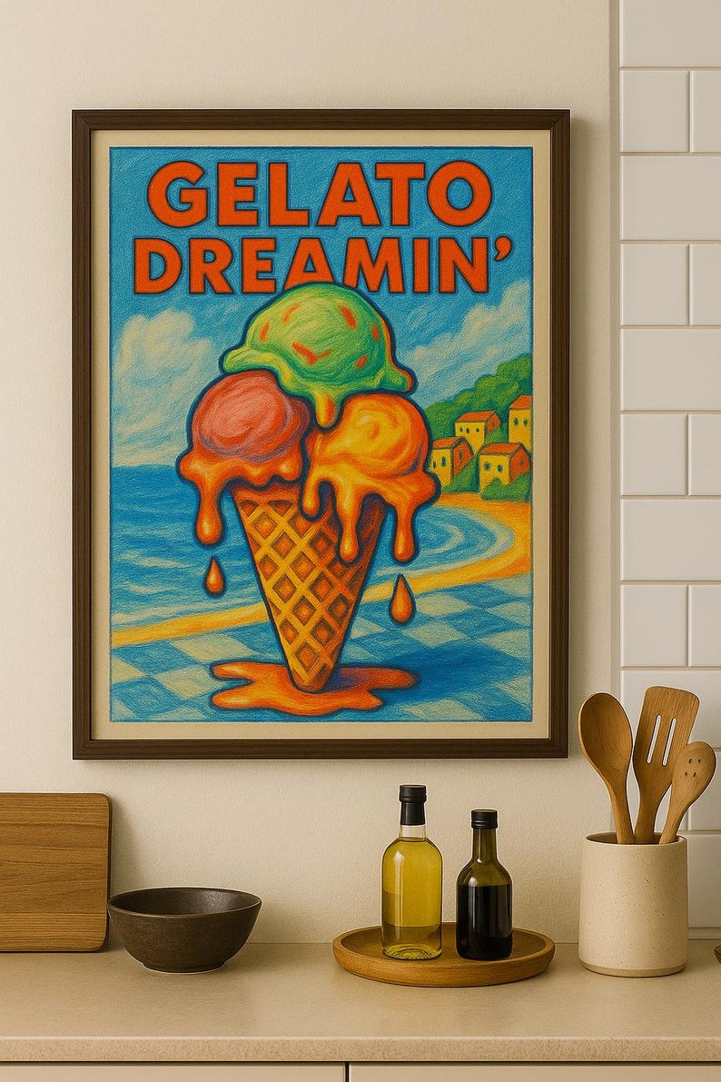 Gelato Dreamin’ Wall Art - Italian Ice Cream Poster, Pop Art Dessert ...