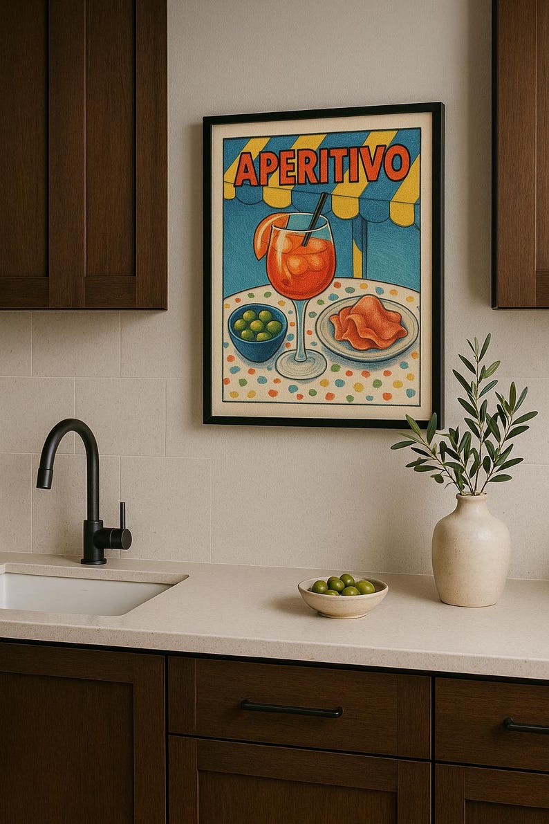 Aperitivo Wall Art Print - Retro Italian Cocktail Poster, Pop Art ...