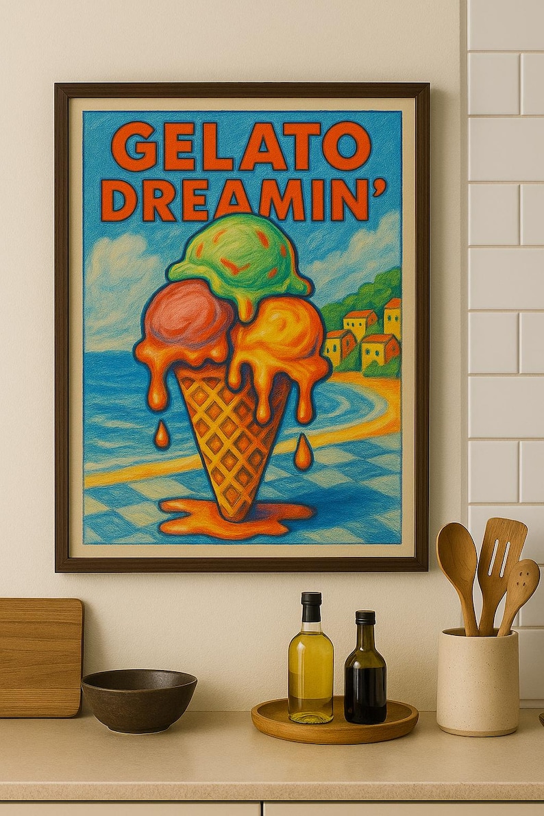 Gelato Dreamin’ Wall Art - Italian Ice Cream Poster, Pop Art Dessert ...
