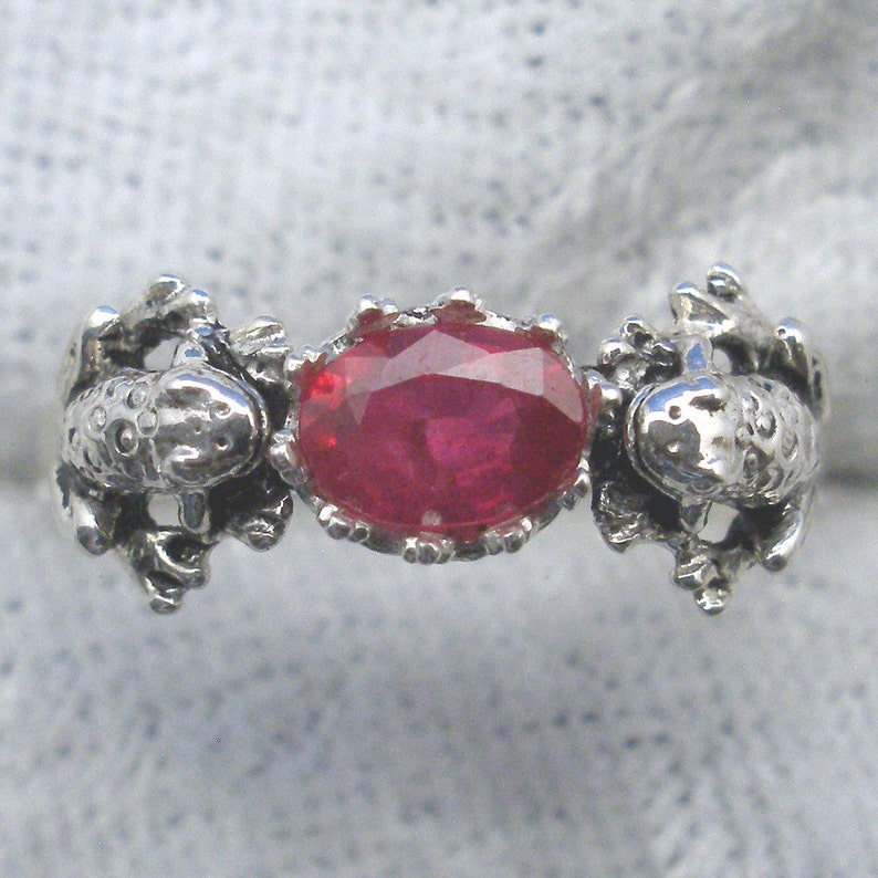 Natural Ruby Frog Ring Hand Crafted Recycled Sterling Silver | Etsy