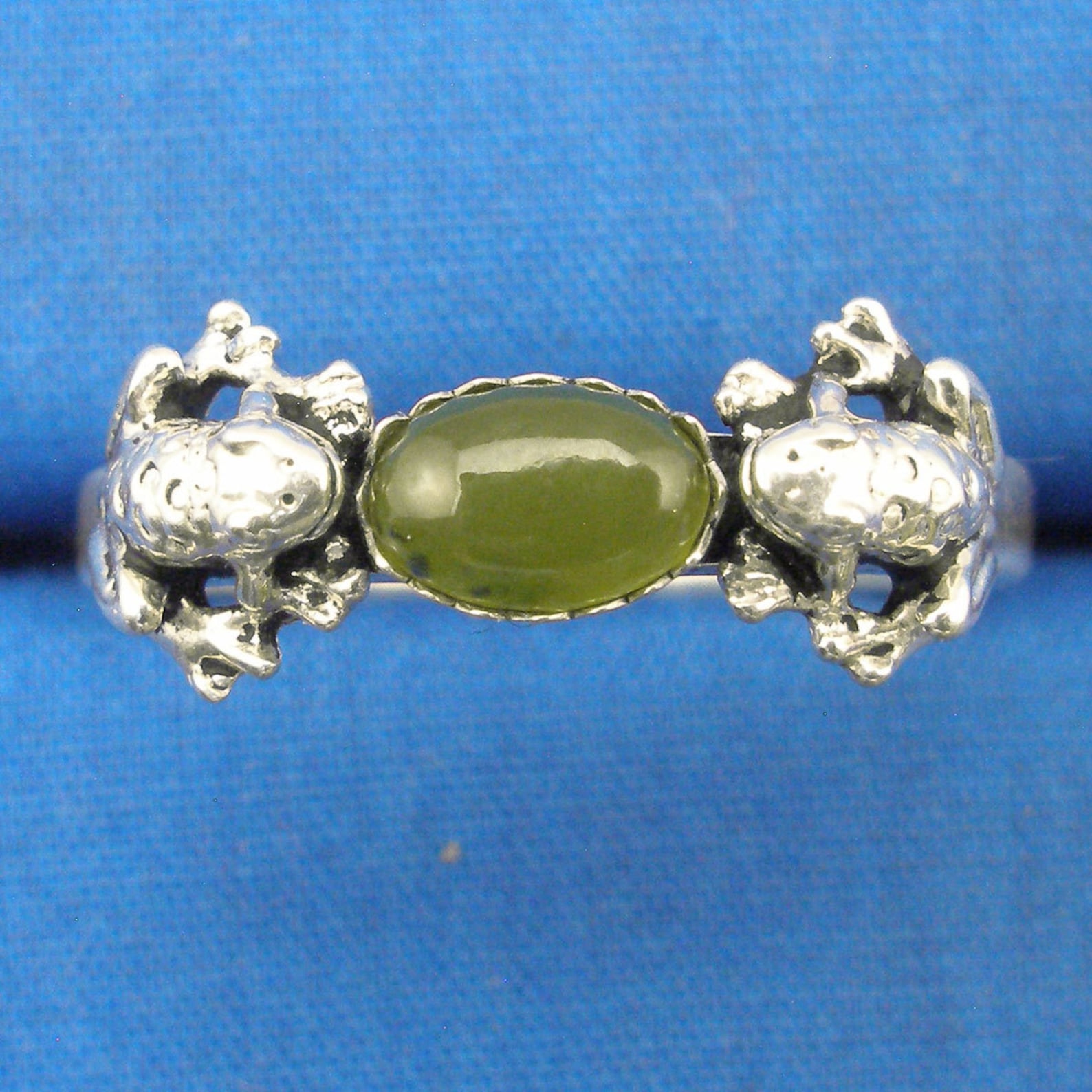 Green Jade Frog Ring Hand Crafted Recycled Sterling Silver - Etsy