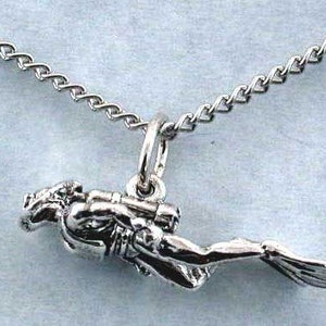 Scuba Diver Necklace Pendant, Hand Crafted Recycled Sterling Silver ...