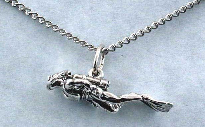 Scuba Diver Necklace Pendant Hand Crafted Recycled Sterling - Etsy
