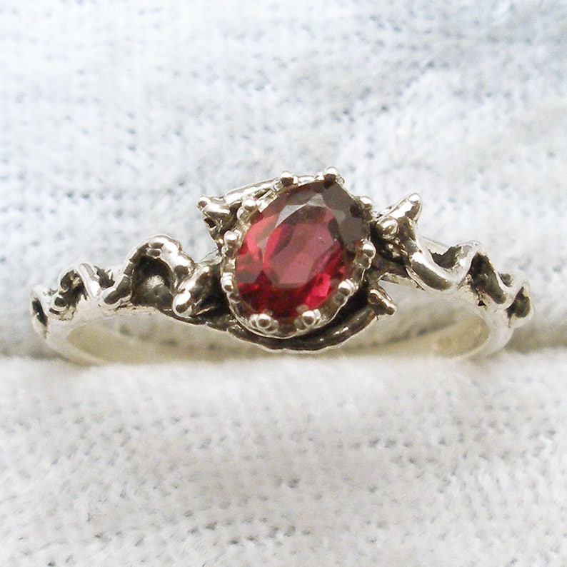 Garnet Mythological Stone Protector Ring Recycled Silver - Etsy