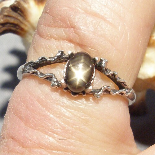 Natural Black Star Sapphire Ring925 Sterling - Etsy