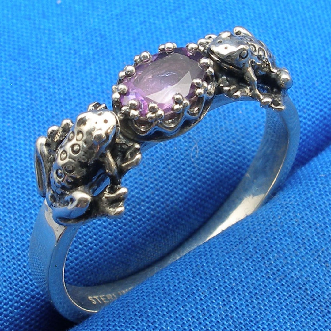 Amethyst Frog Ring, Hand Crafted Recycled Sterling Silver, February ...