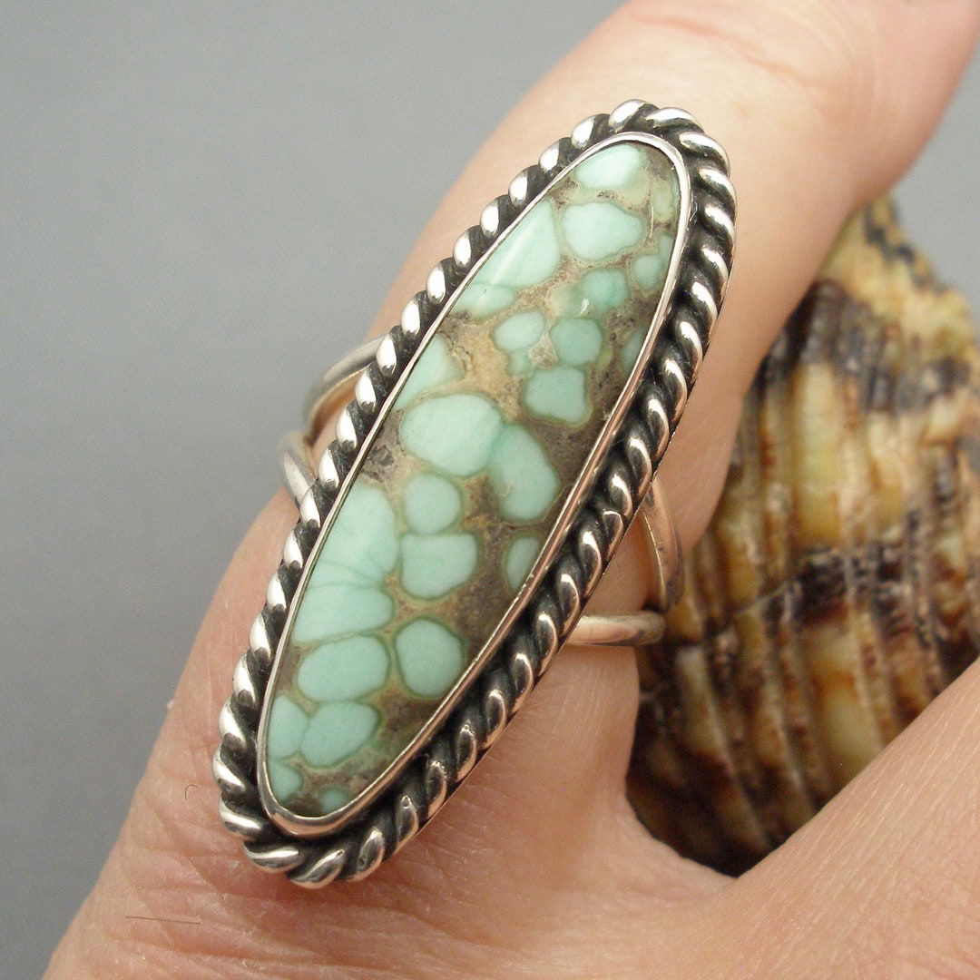 Spiderweb Variscite Ring, Recycled Sterling Silver, America Mined ...