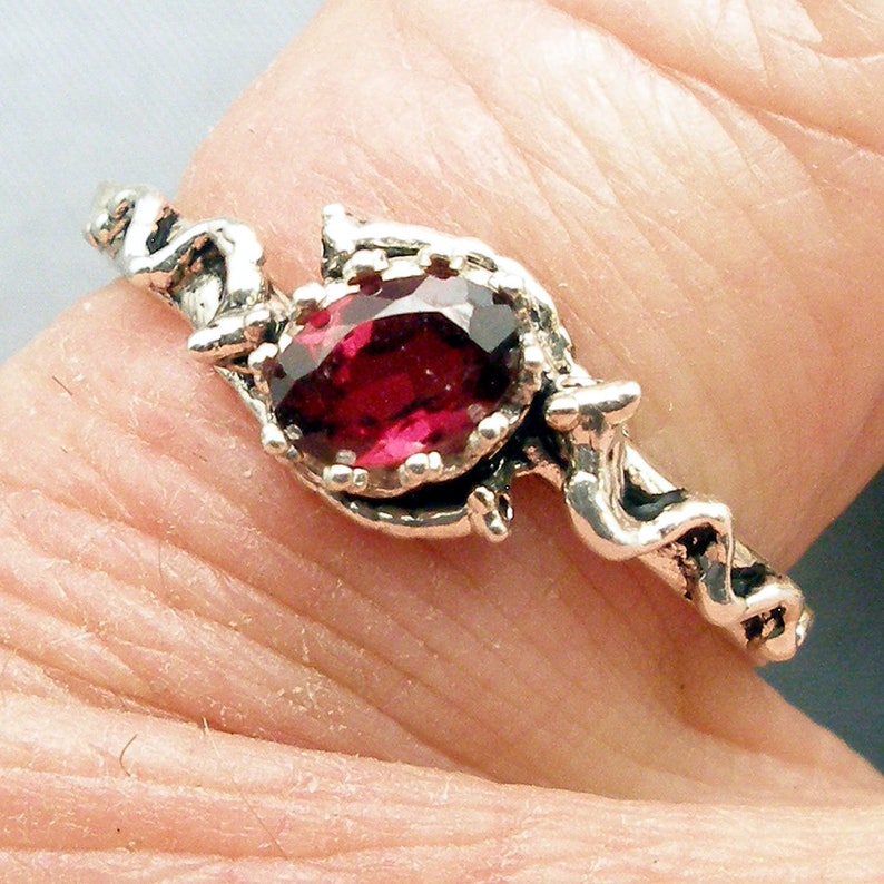 Garnet Mythological Stone Protector Ring Recycled Silver - Etsy