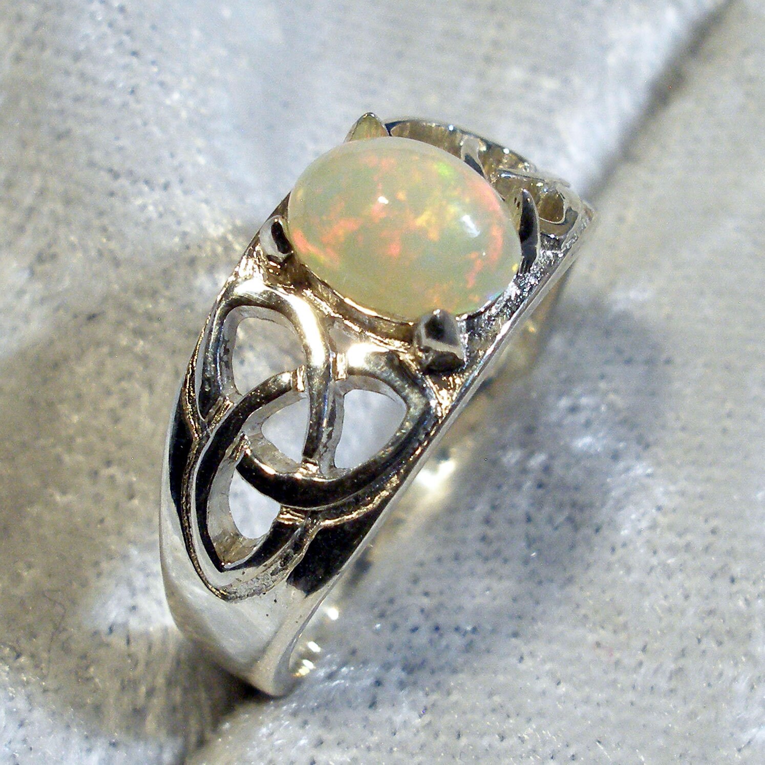 Man's Celtic Triskel Ring AA Ethiopian Opal Hand Crafted | Etsy