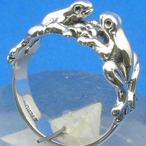 Double Frog Ring Sterling Silver Kissing Frogs Ring Available - Etsy