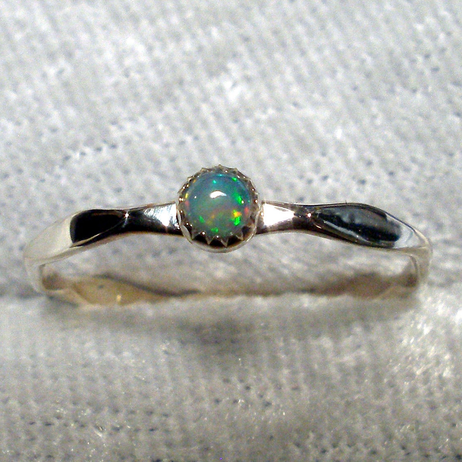 Opal Ring October birthstone Stackable Hand Crafted | Etsy