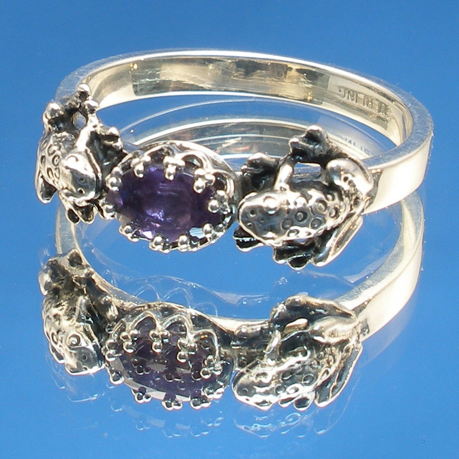 Amethyst Frog Ring Hand Crafted Recycled Sterling Silver - Etsy