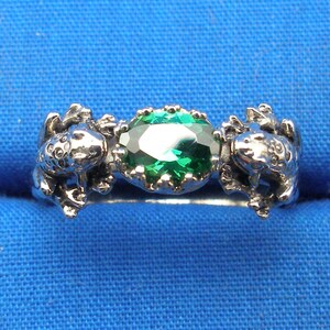 Frog Ring, Green Cubic Zirconia, Emerald Green Faceted CZ, Hand Crafted ...