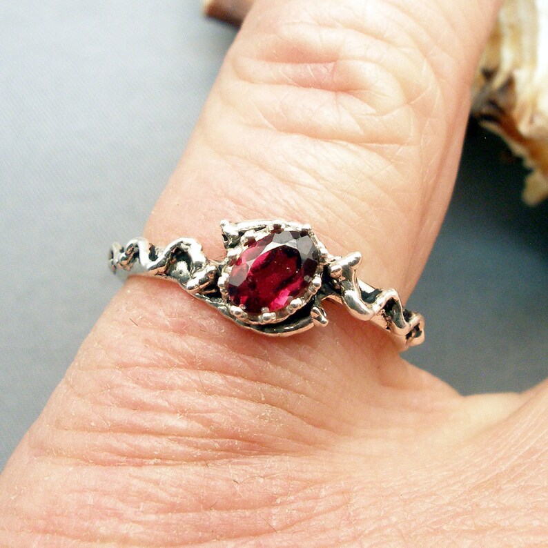 Garnet Mythological Stone Protector Ring Recycled Silver - Etsy