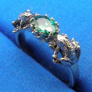 Frog Ring, Green Cubic Zirconia, Emerald Green Faceted CZ, Hand Crafted ...