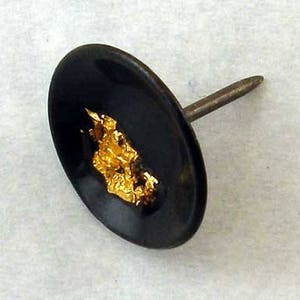 Gold Pan Tie Tack, Smaller 9/16 Size Pure Gold Flakes Blued Steel ...