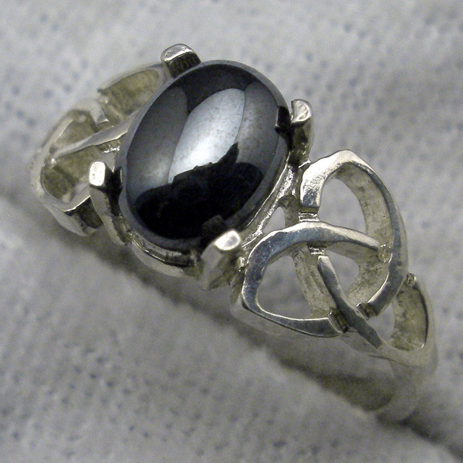 Celtic Triskel Ring Natural Black Hematite Cabochon Hand - Etsy