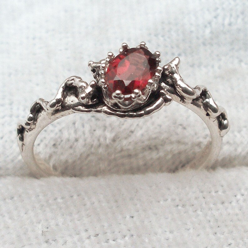 Garnet Mythological Stone Protector Ring Recycled Silver - Etsy