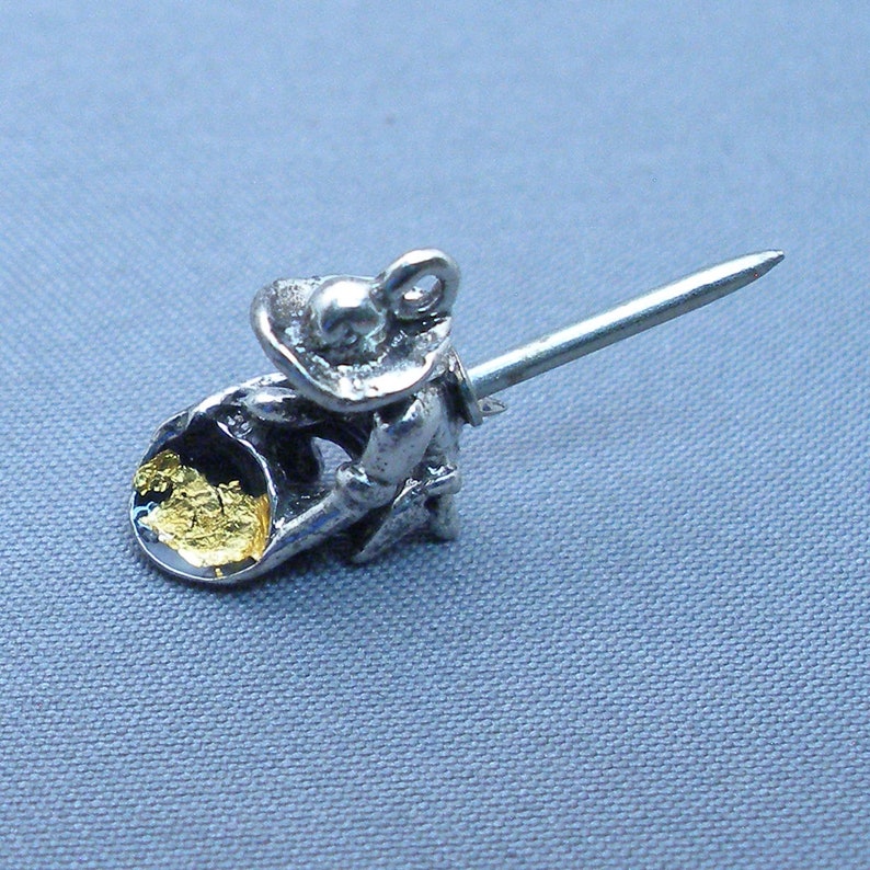 Gold Miner Tie Tack Small Size Pure Gold Flakes Sterling - Etsy
