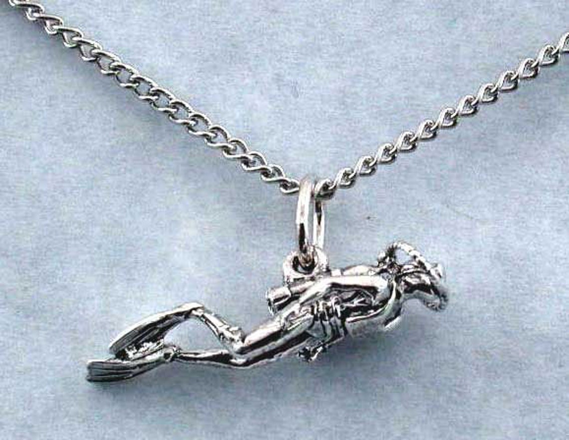 Scuba Diver Necklace Pendant Hand Crafted Recycled Sterling - Etsy