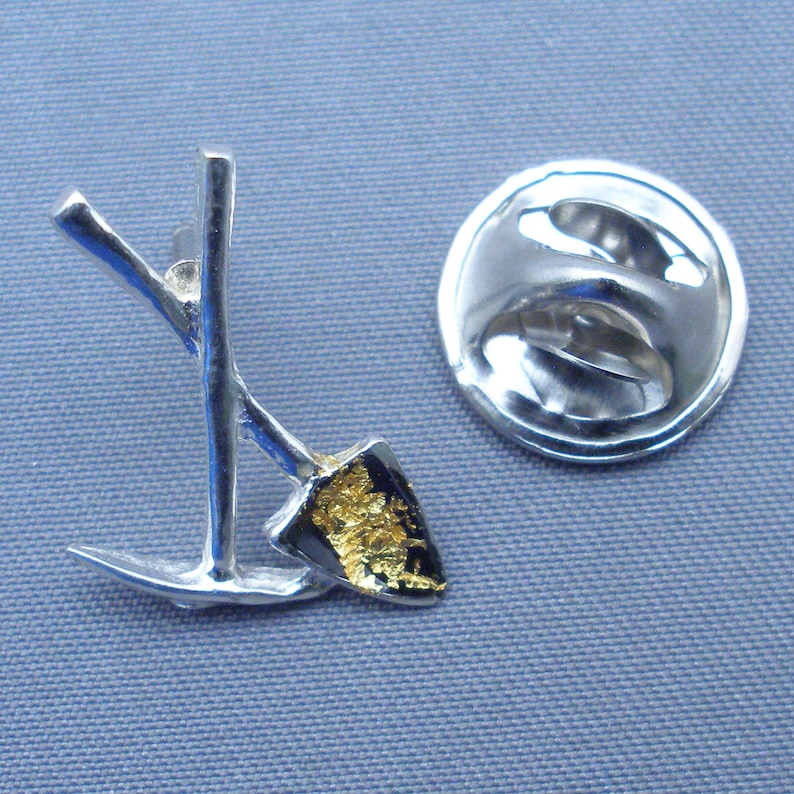 Pick and Shovel Hat Tack Lapel Pin Pure Gold Flakes Sterling - Etsy