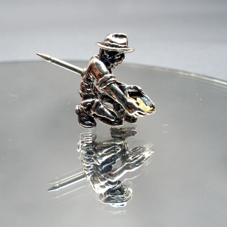 Gold Miner Hat Tack Lapel Pin Pure Gold Flakes Sterling Silver - Etsy
