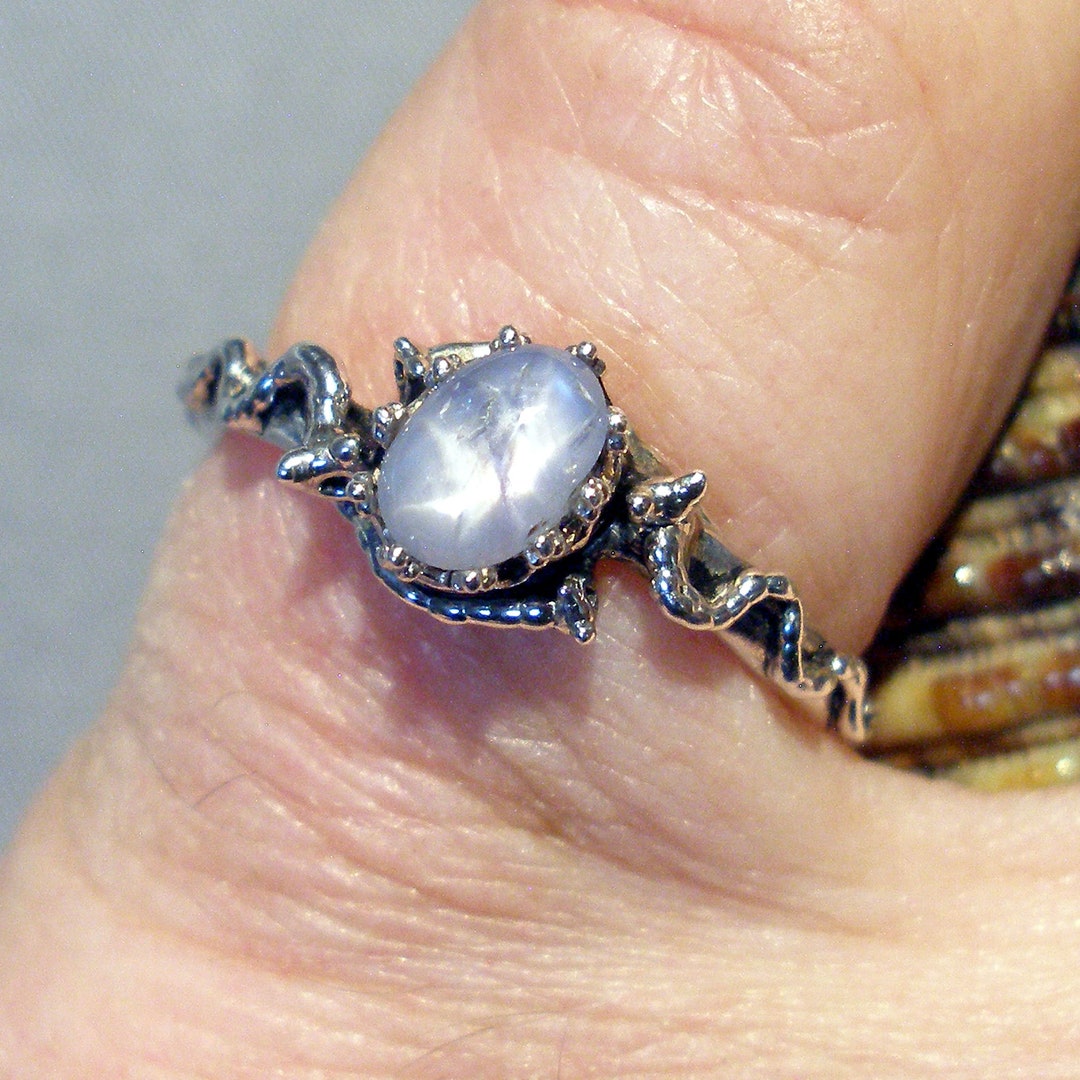 Silver Gray Star Sapphire Mythological Stone Protector Ring, Earth ...