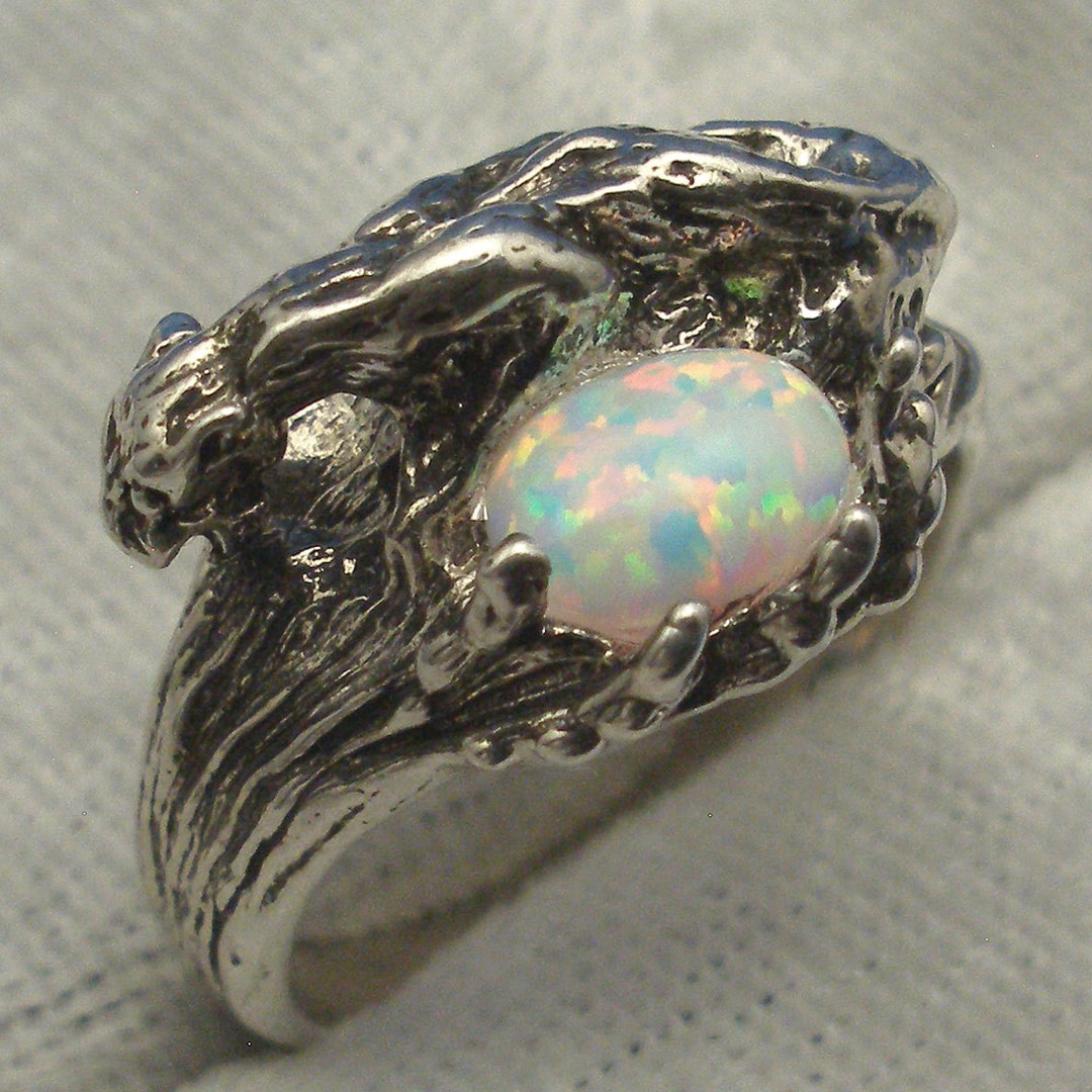 Opal Mountain Lion Ring October Birthstone Hand Crafted - Etsy