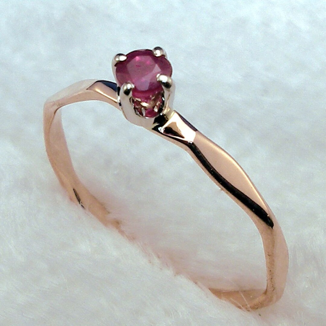 Ruby 14k Rose Gold Baby Keepsake Ring Size 00 July - Etsy