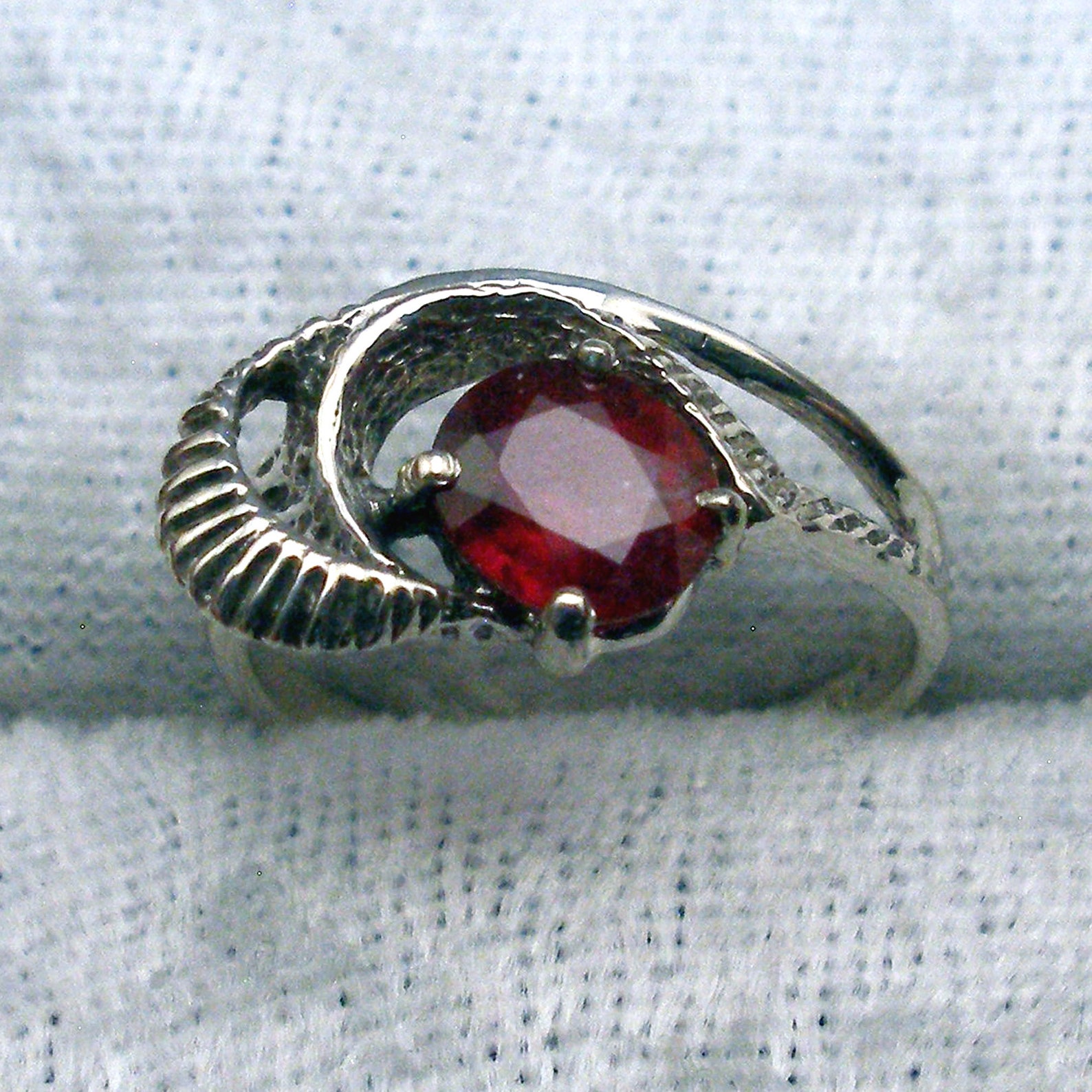 Ruby Ring Hand Crafted Swirl Design Recycled Sterling - Etsy