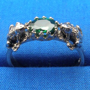 Frog Ring, Emerald Green Cubic Zirconia, Hand Crafted Recycled Sterling ...