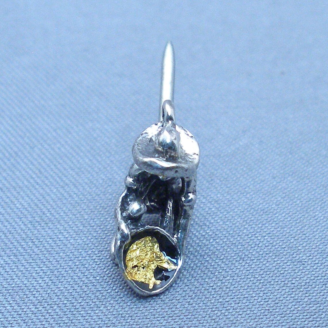 Gold Miner Tie Tack Small Size Pure Gold Flakes Sterling - Etsy