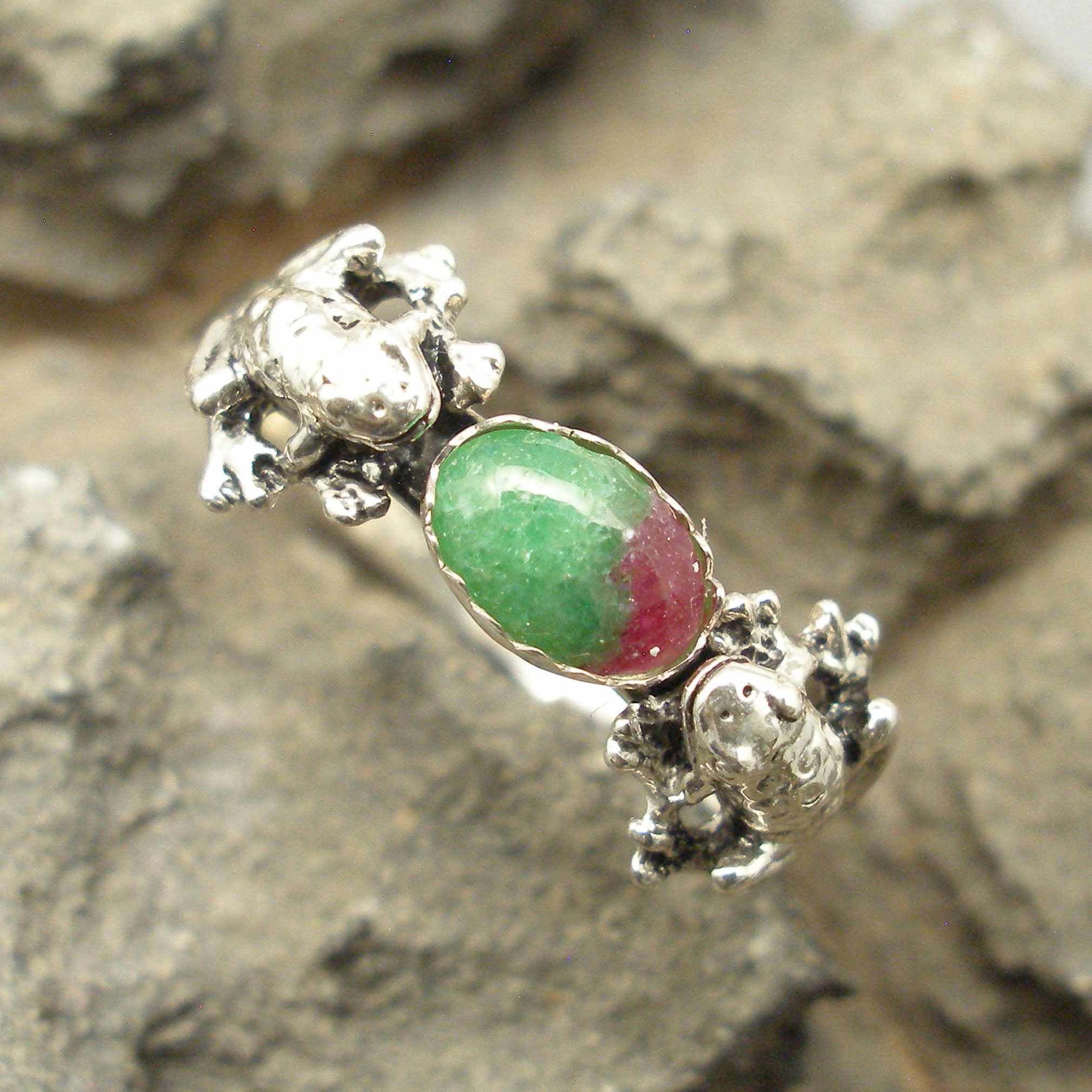 Frog Ring Ruby in Zoisite Anyolite Recycled Sterling - Etsy UK