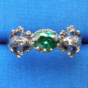 Frog Ring, Green Cubic Zirconia, Emerald Green Faceted CZ, Hand Crafted ...