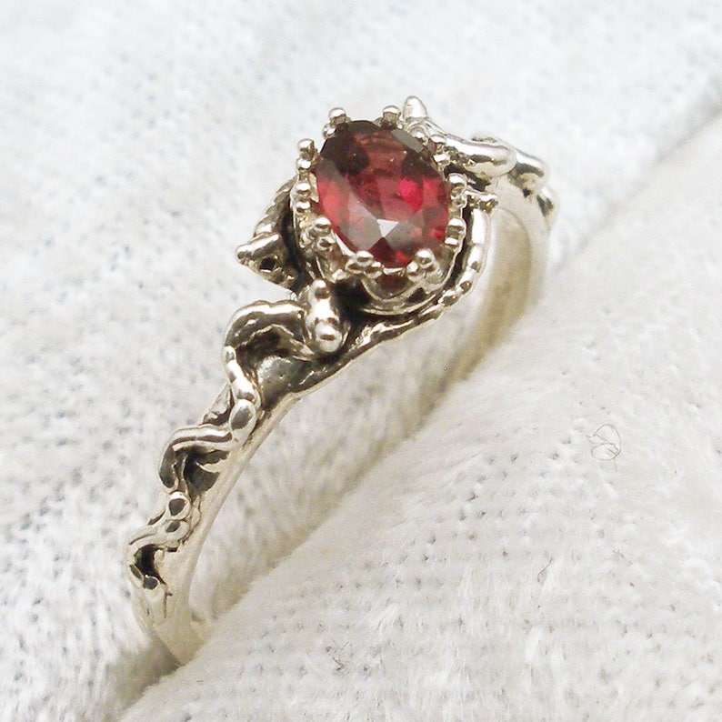 Garnet Mythological Stone Protector Ring Recycled Silver - Etsy