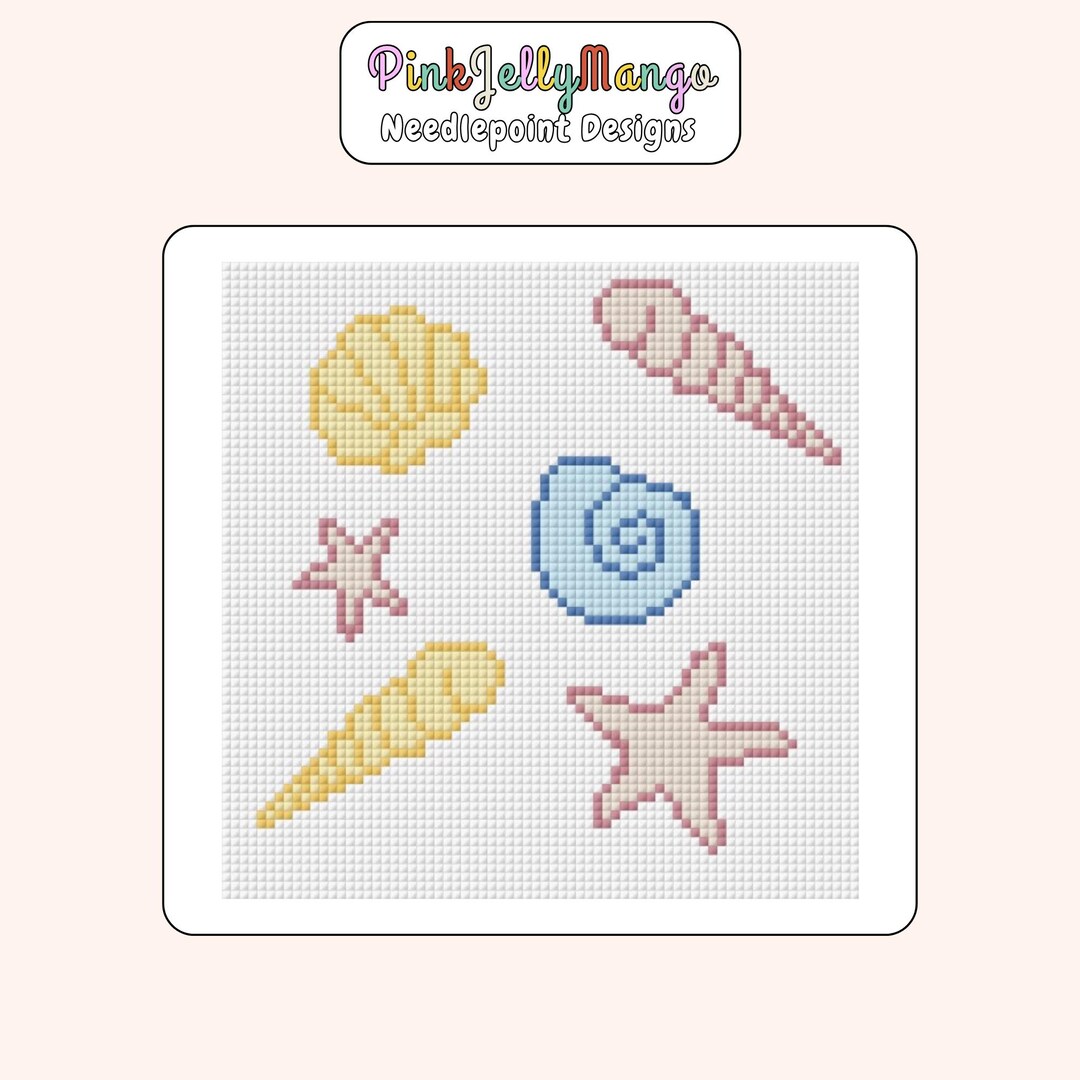 Seashell Digital Needlepoint Pattern Chart | Counted Needlepoint Design ...