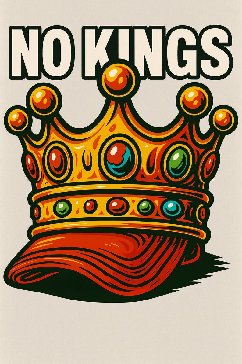 Printable No Kings Poster, Red Hat Crown Digital Protest Sign, Activist ...