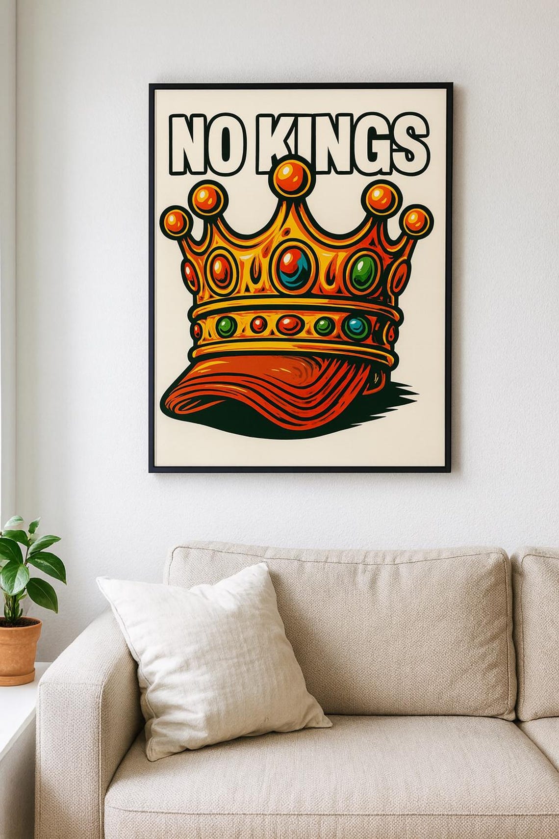 Printable No Kings Poster, Red Hat Crown Digital Protest Sign, Activist ...