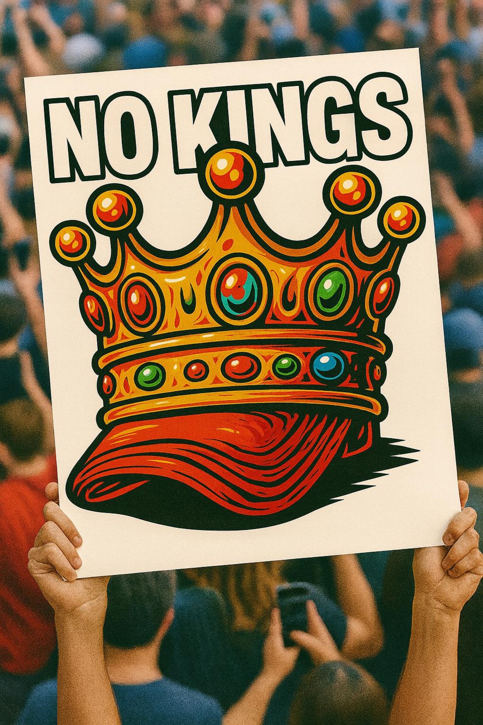 Printable No Kings Poster, Red Hat Crown Digital Protest Sign, Activist ...