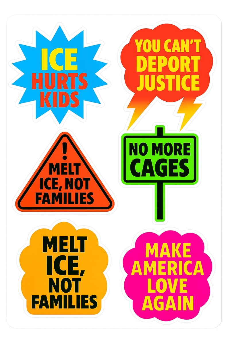 Anti ICE Sticker Designs, Unapologetic Colorful Protest Download ...