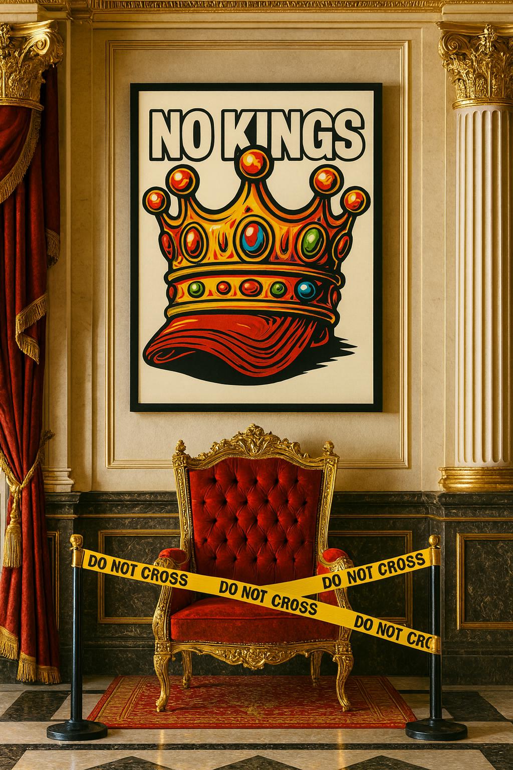 Printable No Kings Poster, Red Hat Crown Digital Protest Sign, Activist ...