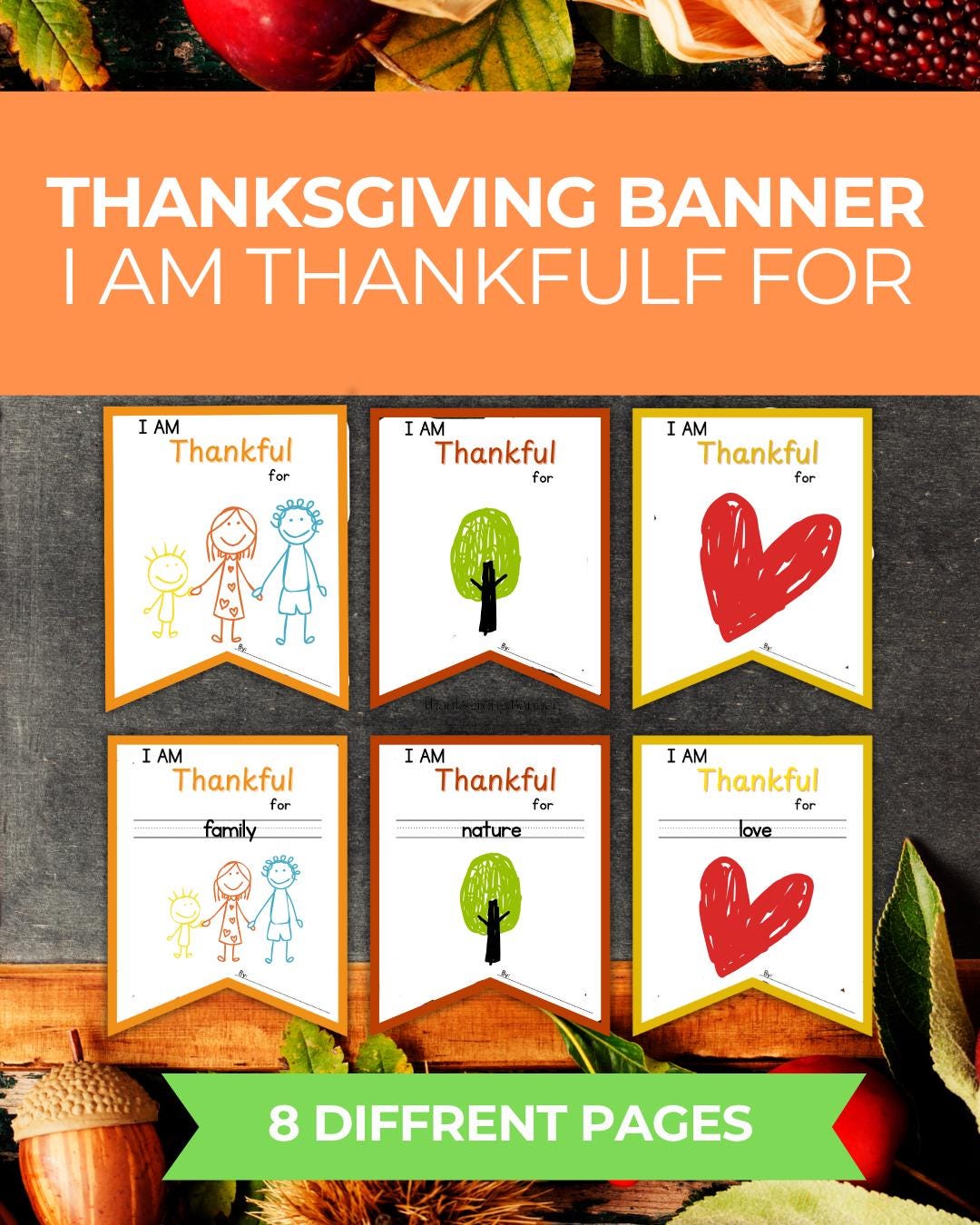 I Am Thankful for Printable Thanksgiving Classroom Banner Thanksgiving ...
