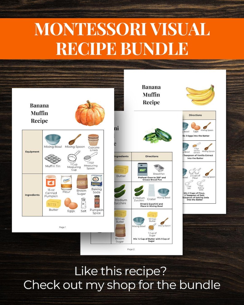 Montessori Visual Recipe Card Printable for Preschoolers Baking Step by ...