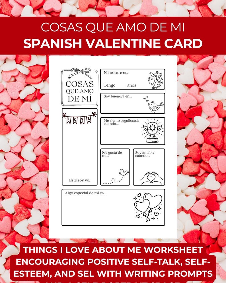 Spanish Valentine's Day Card Todo Sobre Mi Craft Spanish Emersion ...