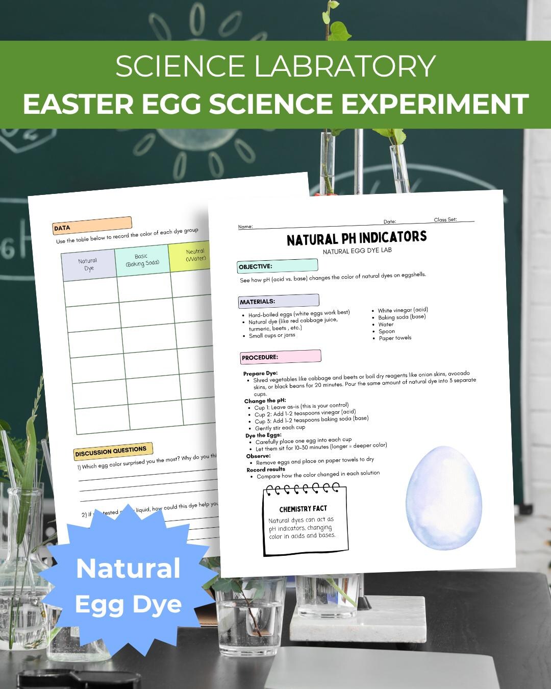 Easter Egg Science Natural Dye Experiment STEM Easter Activity Spring ...