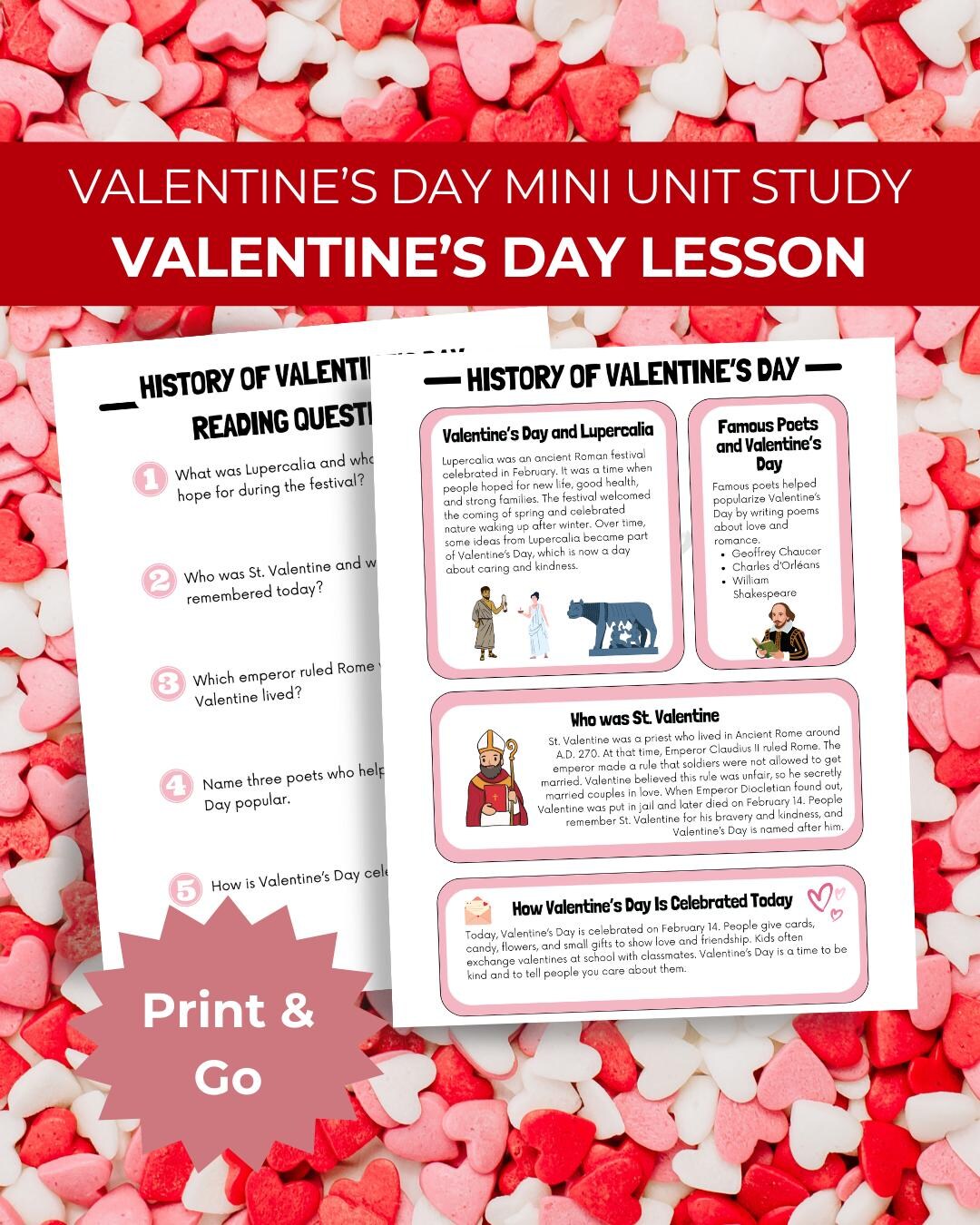 Mini Unit Study Valentine's Day Lesson History of Valentine's Day ...