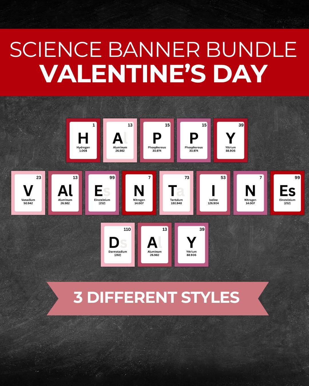 Science Banner Valentine's Day Periodic Table Door Decor Bulletin Board ...
