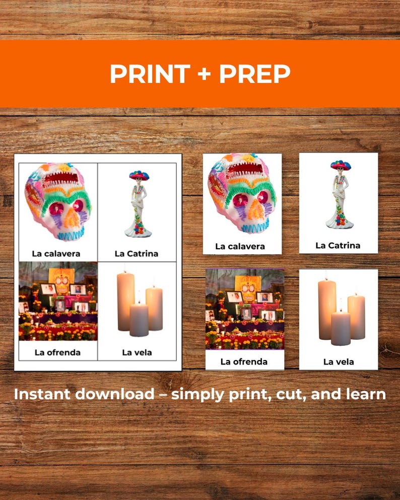 Dia De Los Muertos 3-part Cards Spanish Montessori Nomenclature Cards ...