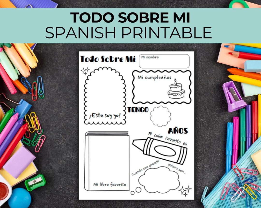 Todo Sobre Mi Spanish All About Me Worksheet: Back to School Printable ...