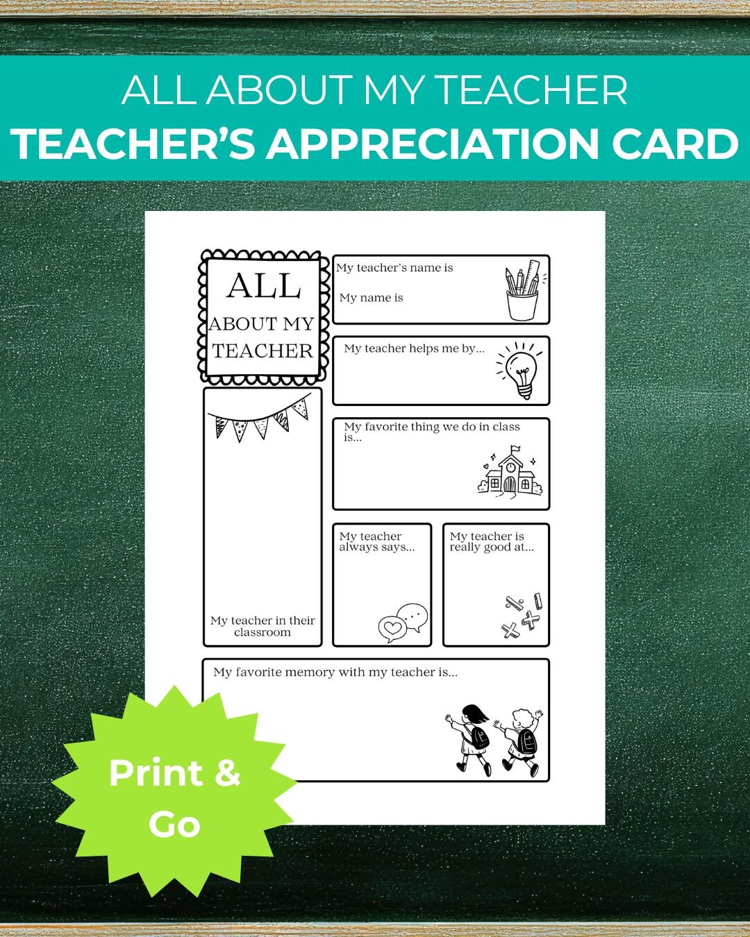 Teacher Appreciation Card Teacher Appreciation Writing Activity Teacher ...